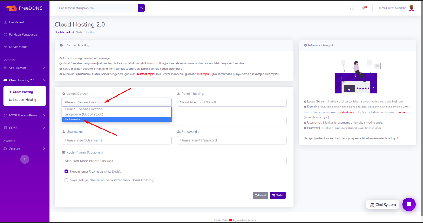 Cara Membuat Akun Cloud Hosting - FreeDDNS